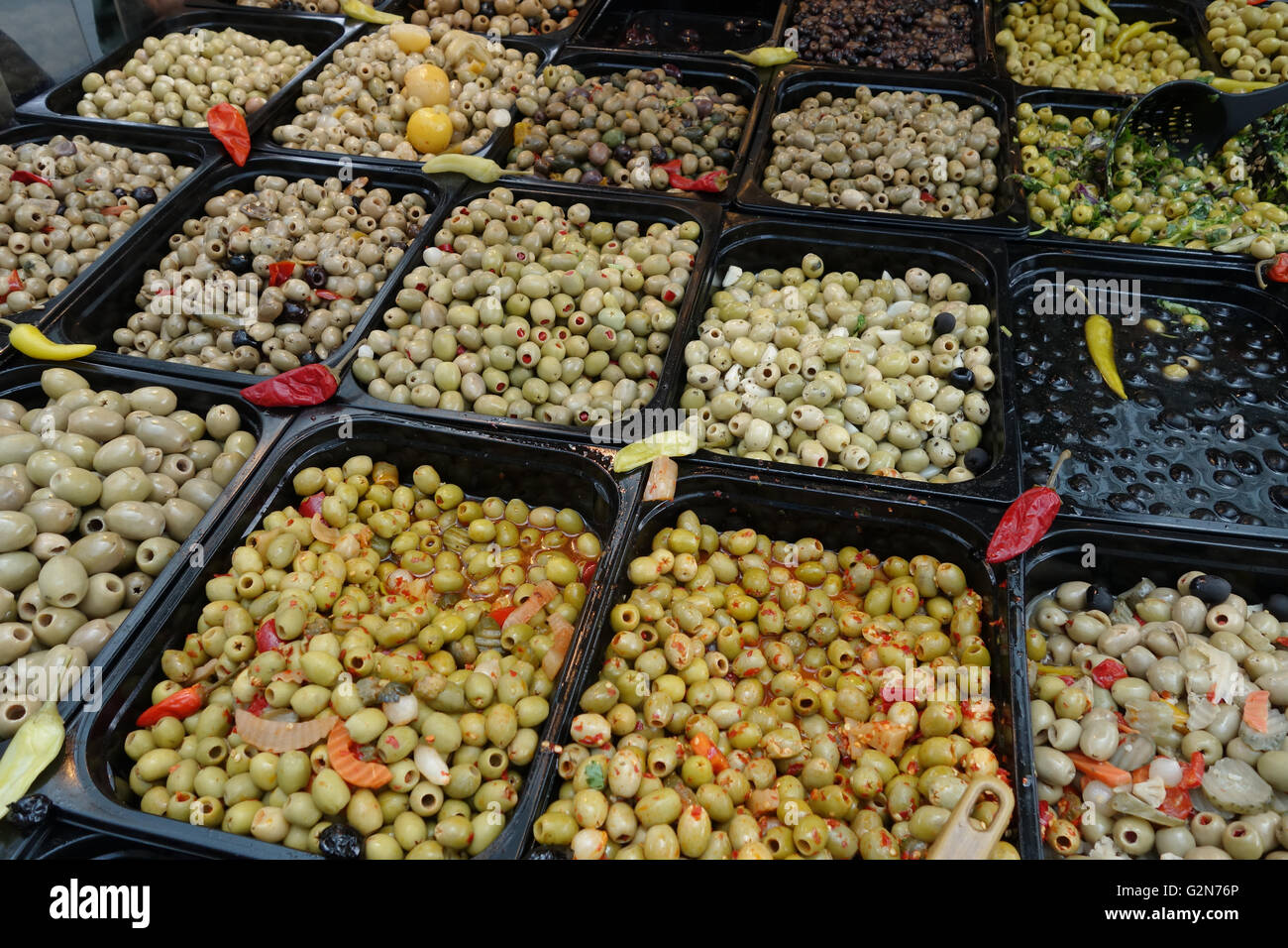 olives for sale at market in Antwerp Belgium Stock Photo - Alamy