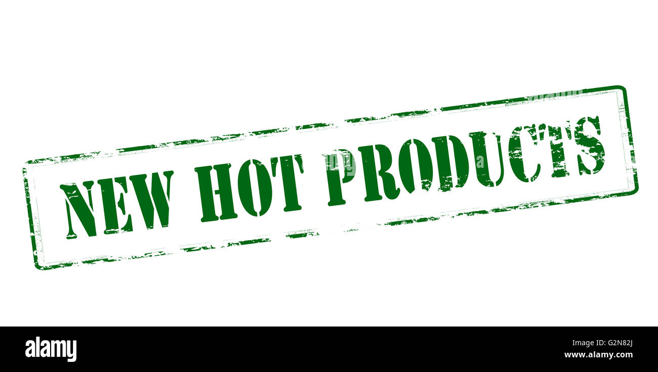 Rubber stamp with text new hot products inside, vector illustration ...