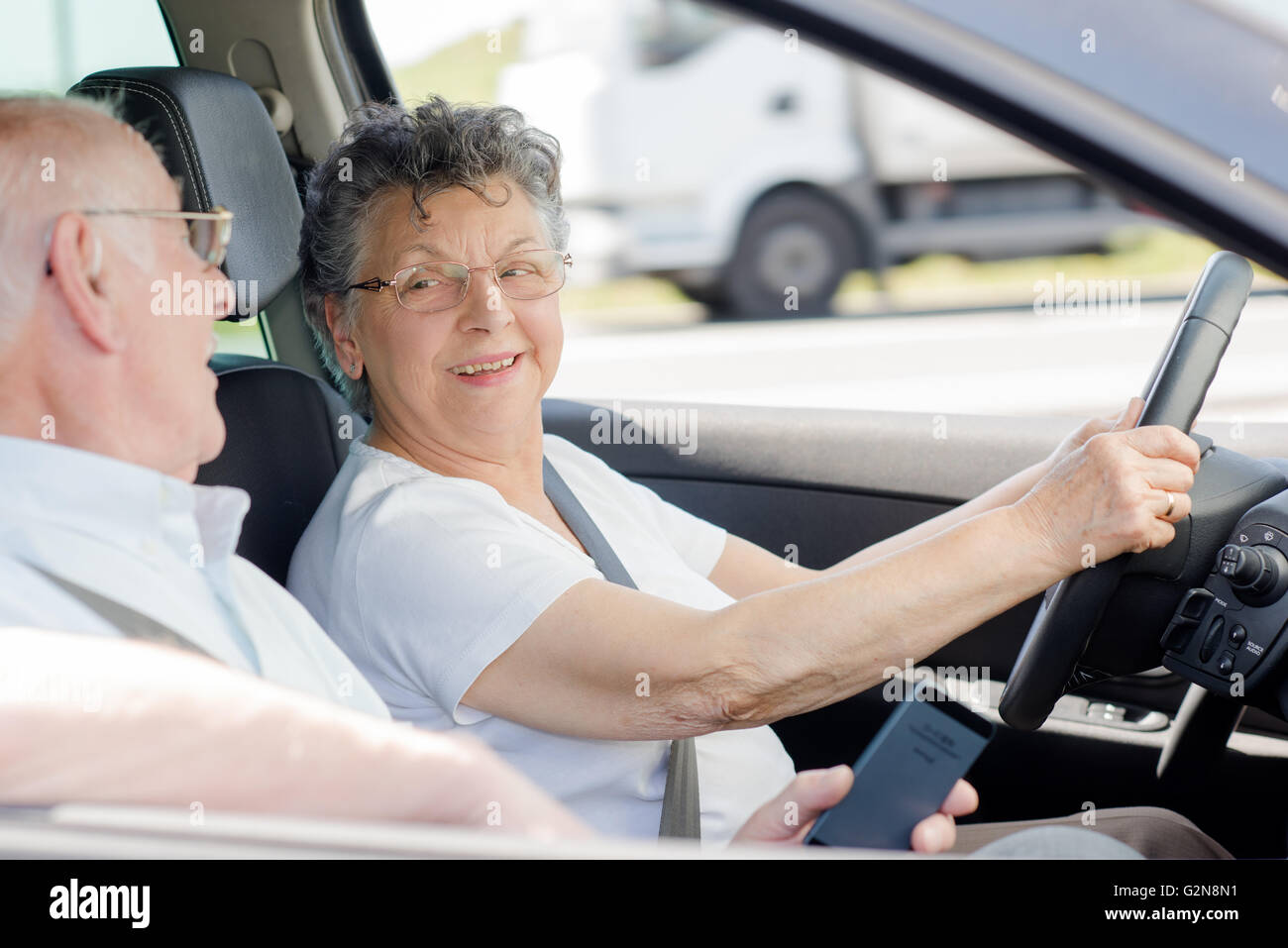 elderly woman driving Stock Photo - Alamy