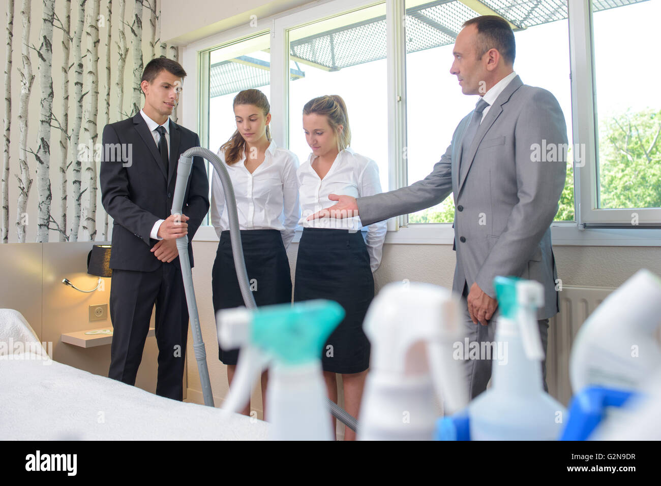 Beautiful young female cleaners hi-res stock photography and images - Alamy