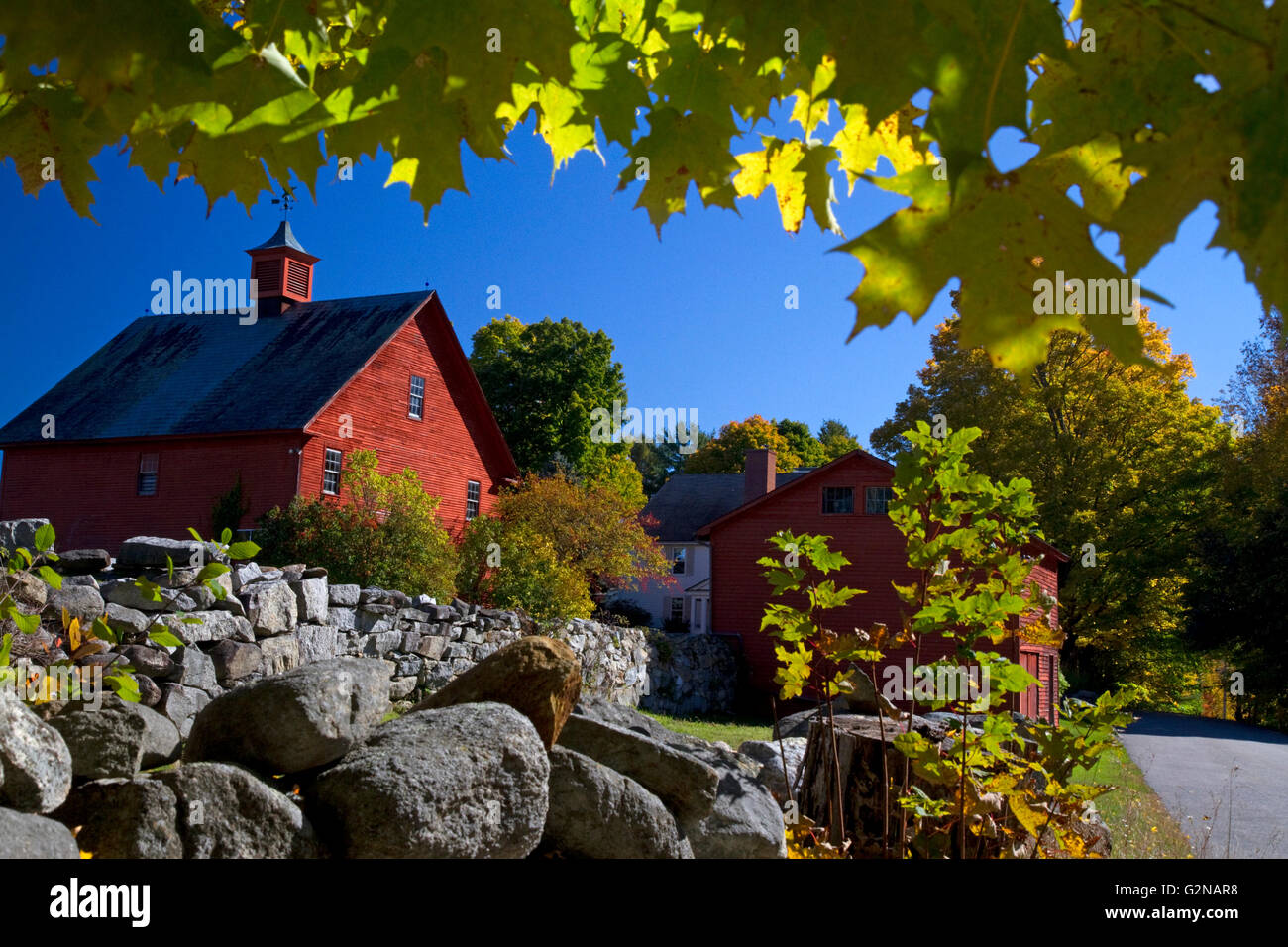 Red barn in the countryside near Keene, New Hampshire, USA Stock Photo ...