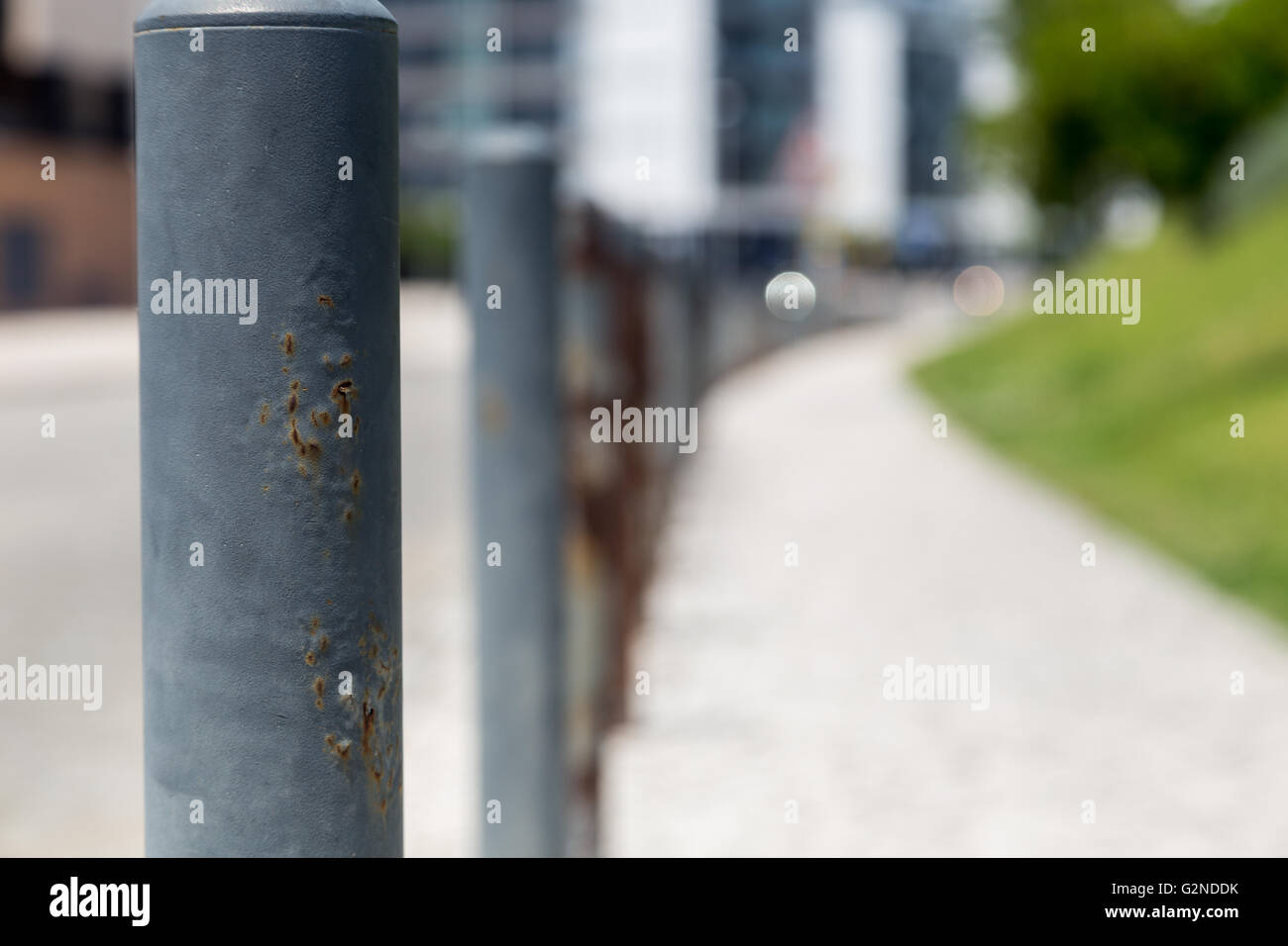 road steel barriers on side a street Stock Photo - Alamy