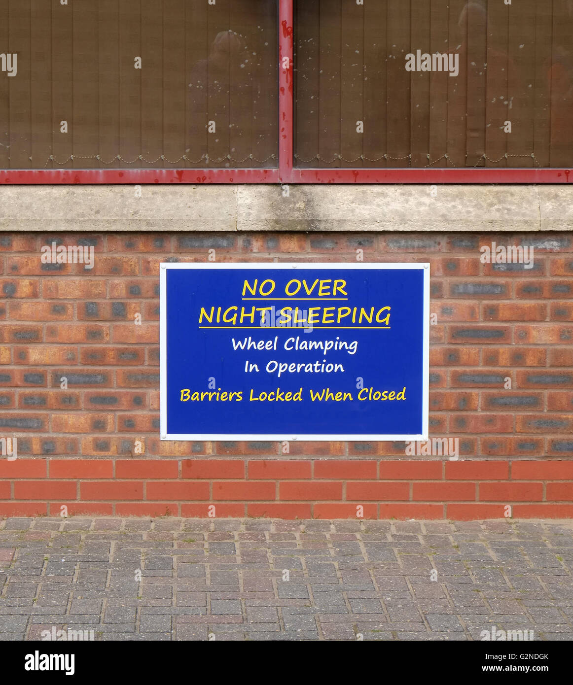 No overnight sleeping sign in the car park of a public house in Brean ...