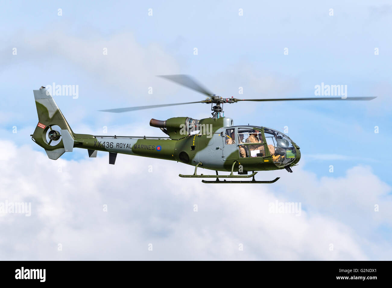 Former Royal Marines Aerospatiale SA-341C gazelle helicopter G-ZZLE ...