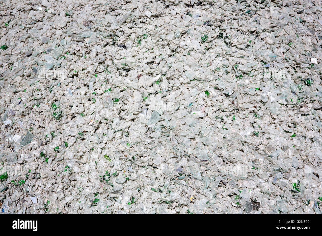 Glass waste for recycling in a recycling facility. Different glass ...
