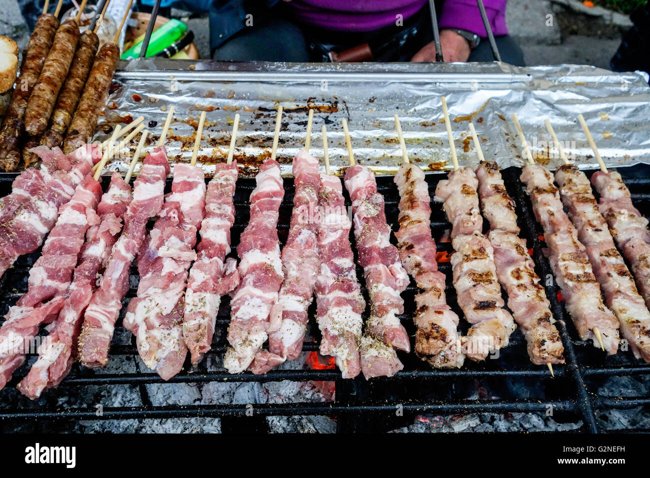 Traditional souvlaki pork kebabs hi-res stock photography and images ...