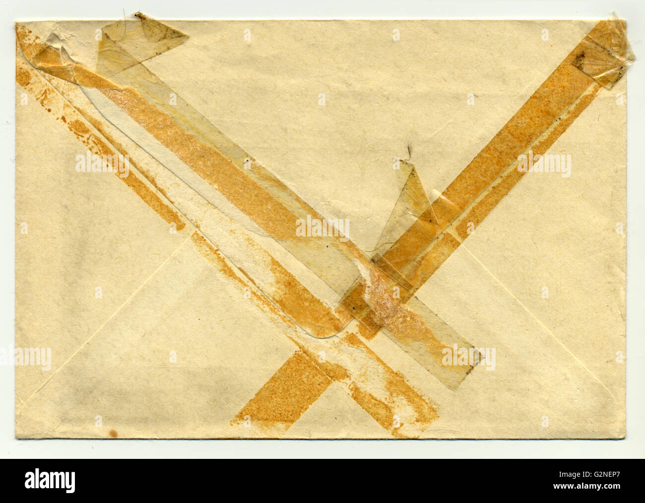 Back of an old used envelope with sticky tape Stock Photo - Alamy