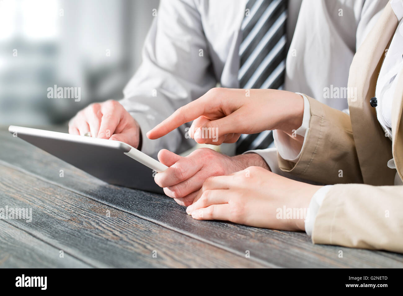 business meeting executive consulting review career report tablet ...