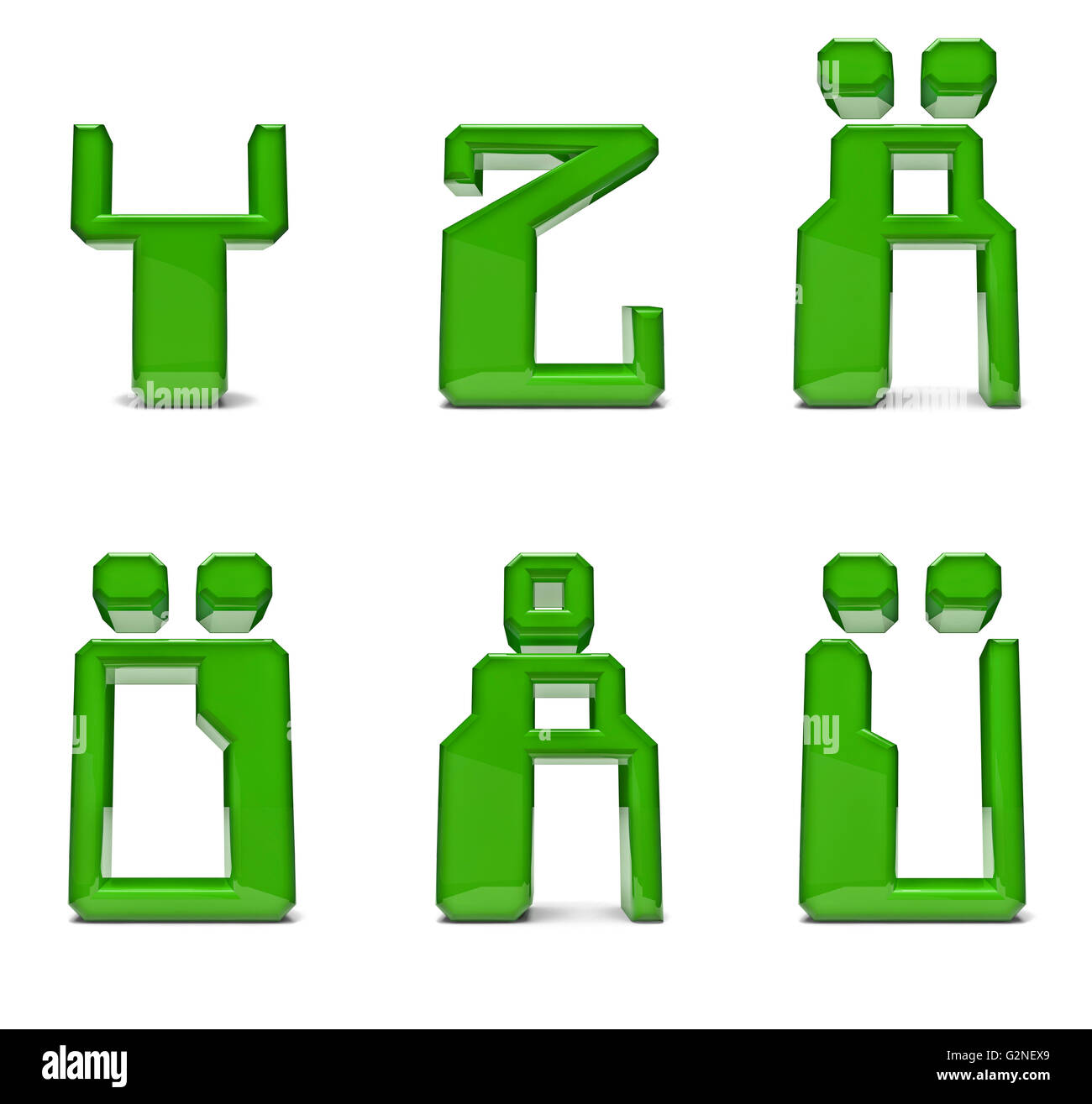 Futuristic digital computer alphabet / 3D render of futuristic alphabet ...