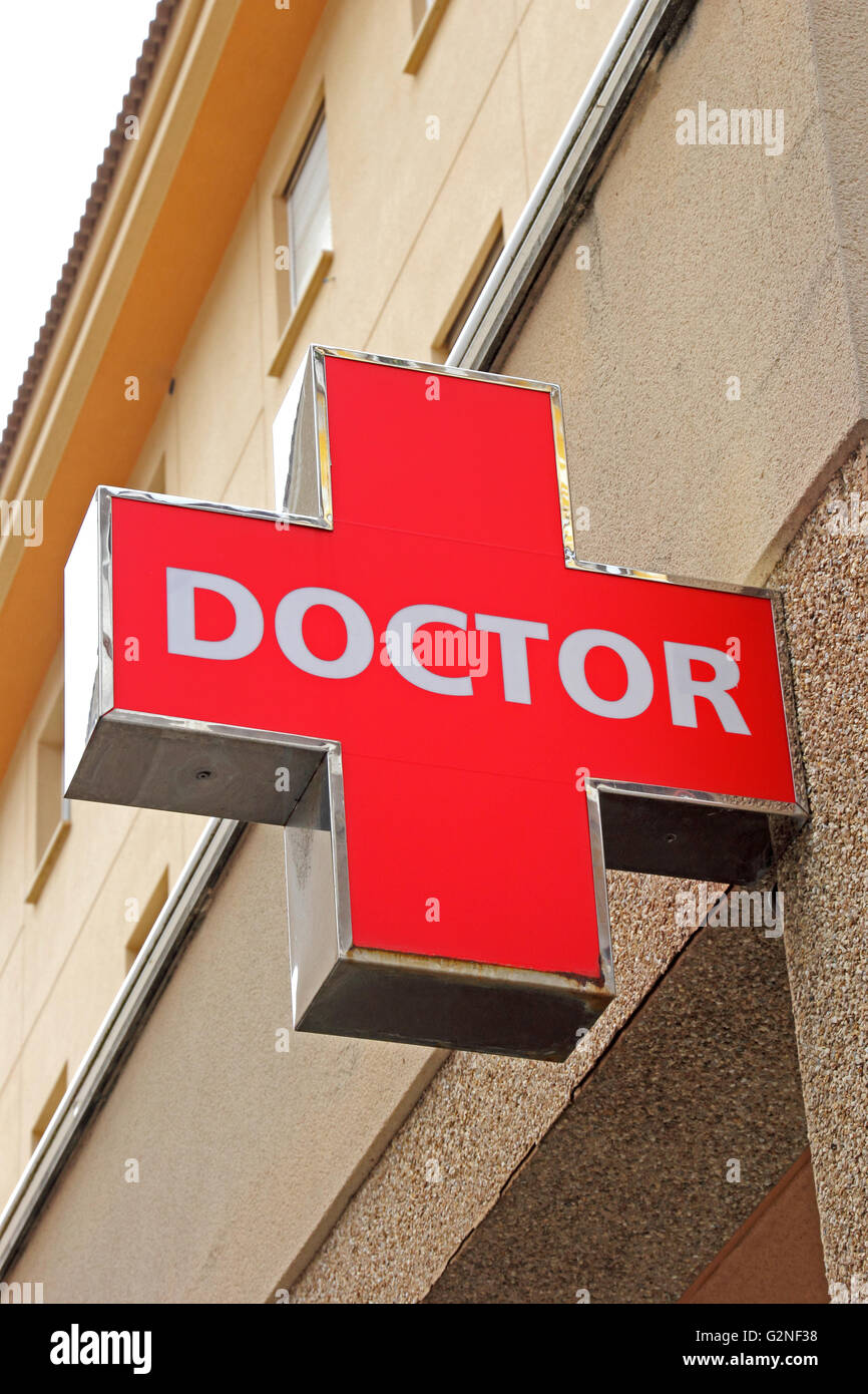 Red Cross, Doctor sign, Mallorca, Spain Stock Photo - Alamy