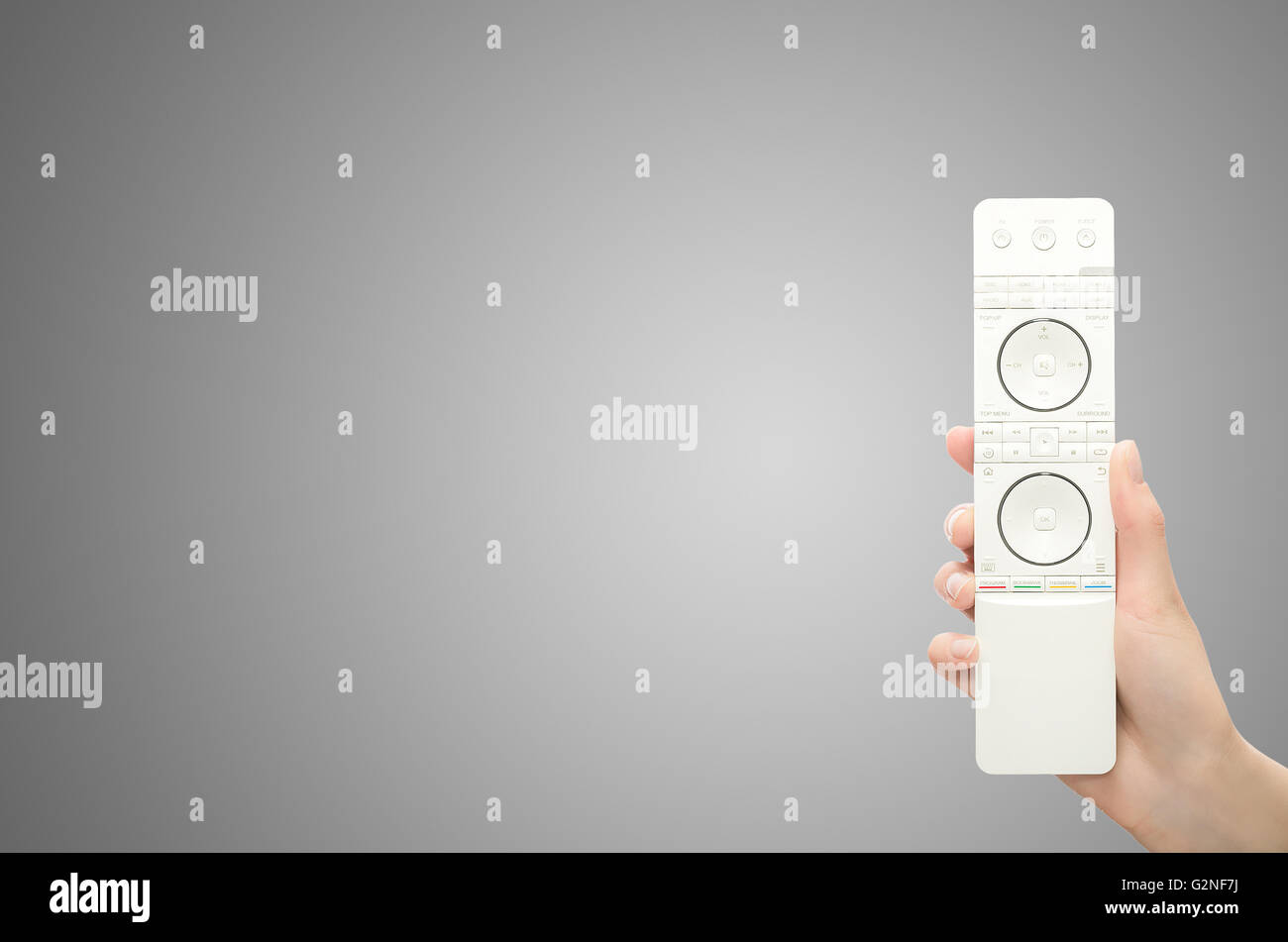 Hand with remote control Stock Photo - Alamy
