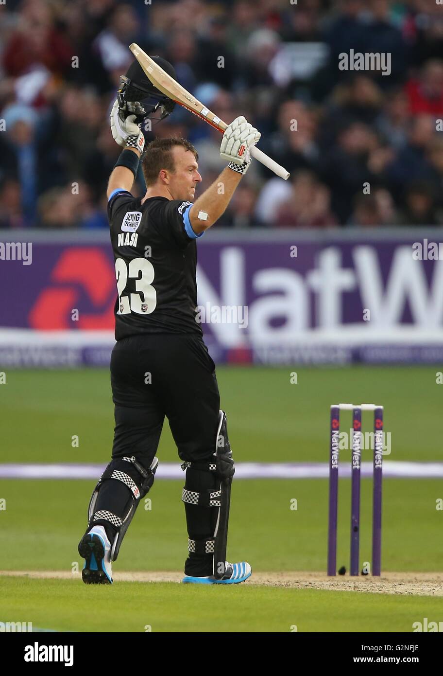 Chris Nash celebrates his century during the NatWest T20 Blast match ...