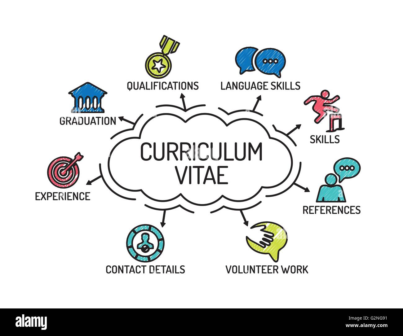 Curriculum Vitae Chart With Keywords And Icons Sketch Stock Vector Image And Art Alamy