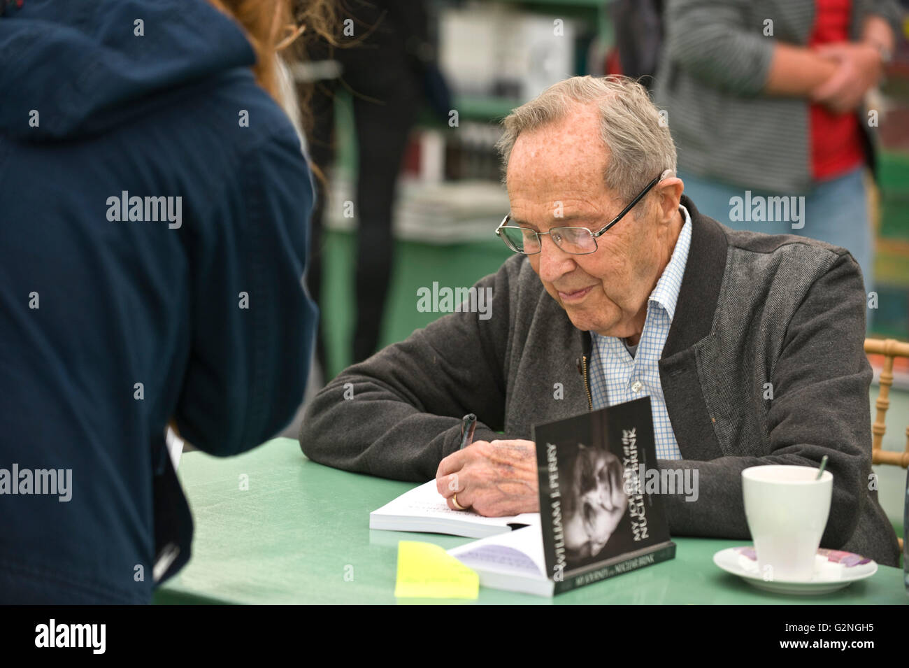 William Perry former USA Defence Secretary pictured book signing in the ...