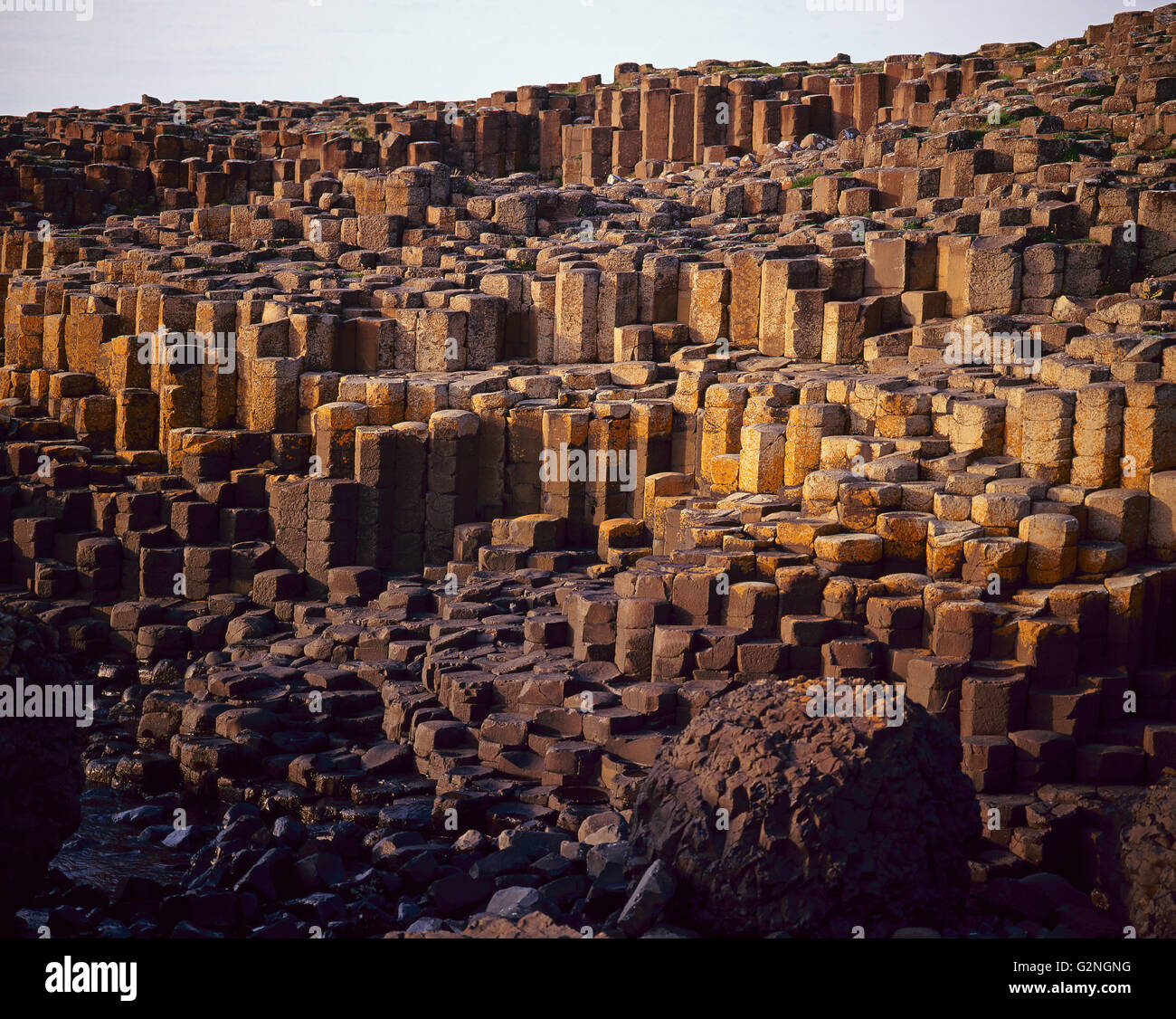 Giant's Causeway, interlocking basalt columns as a result of volcanic ...