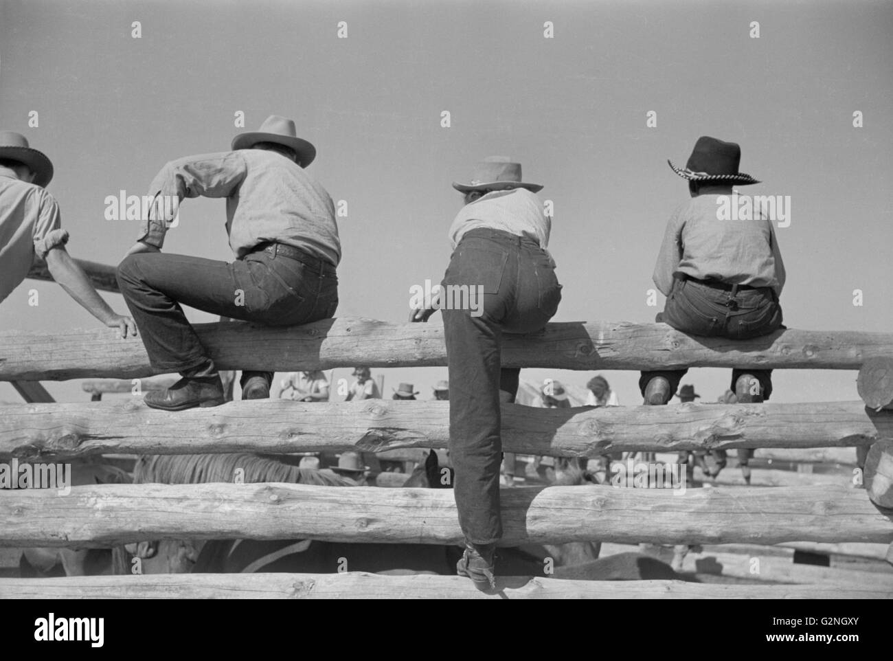 Cowboys sitting on fence hi-res stock photography and images - Alamy