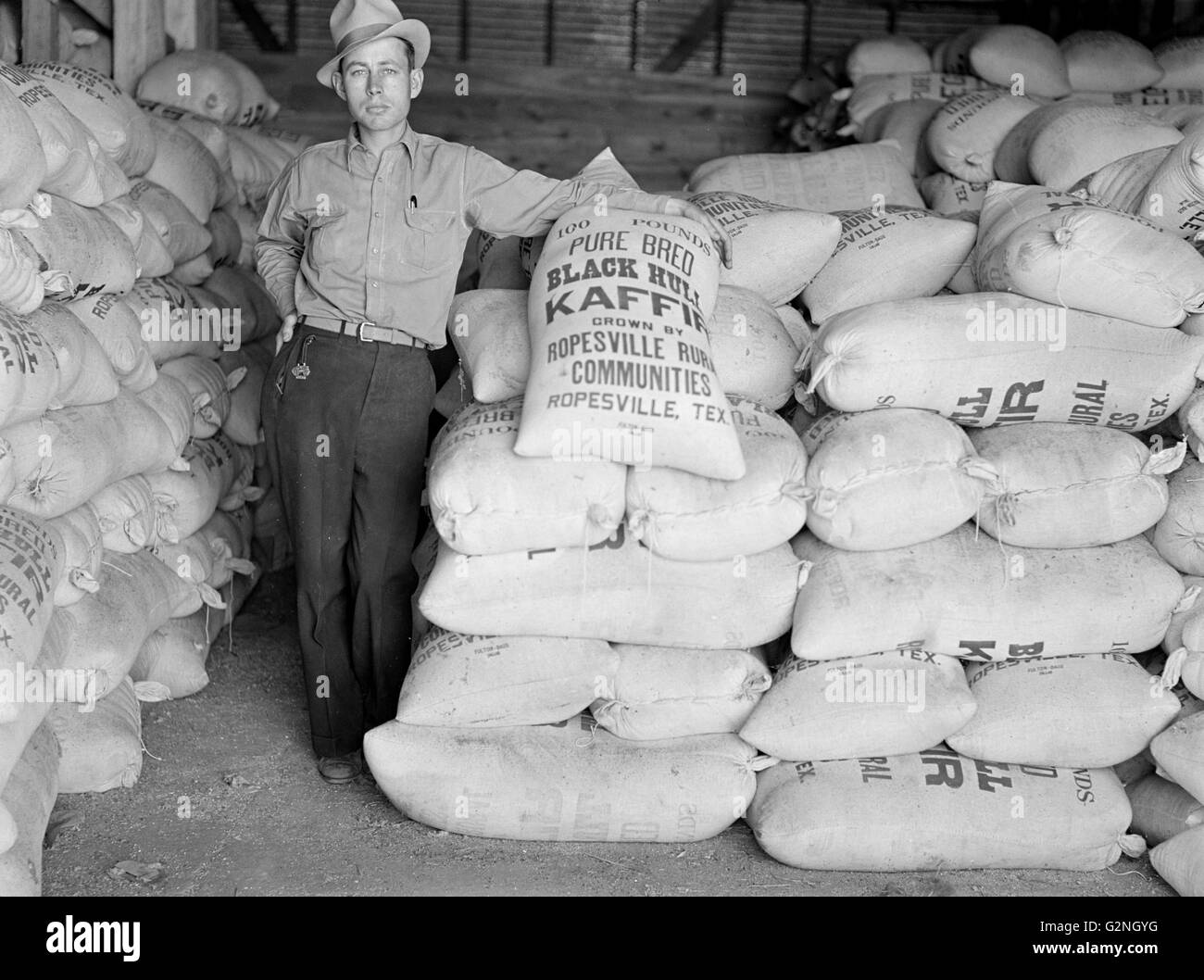 Project Manager with Bags of Kaffir Seed Grown by Resettled Farmers ...