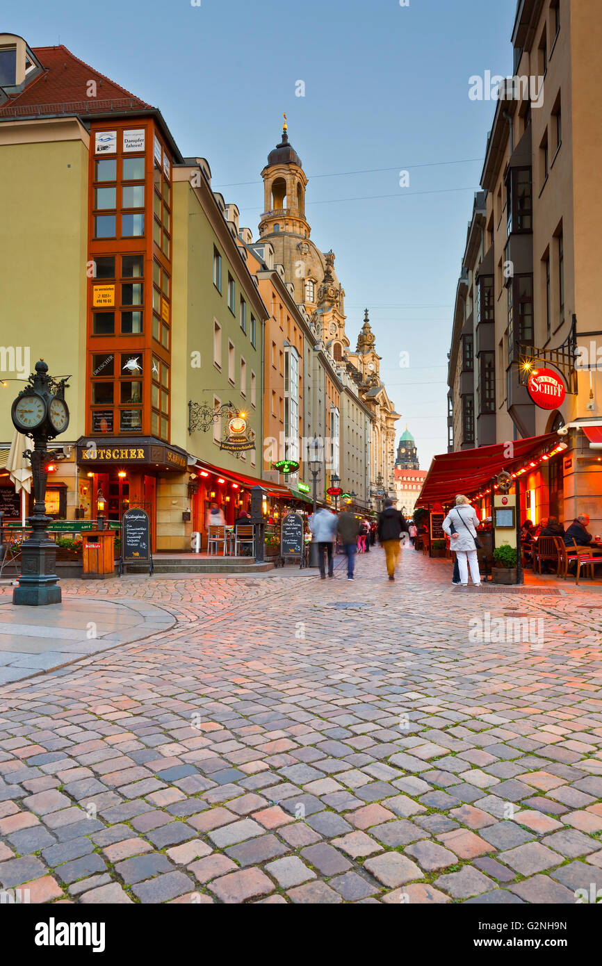 One of the central streets in the old town of Dresden, Germany Stock ...