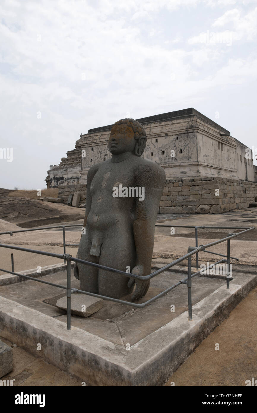 A rare statue of Bharata, brother of Bahubali, Chandragiri hill temple ...