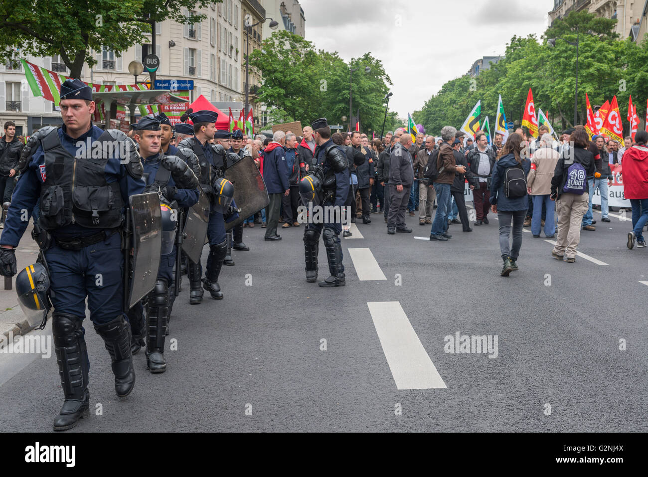 French unions and students protest in Paris, France after the ...
