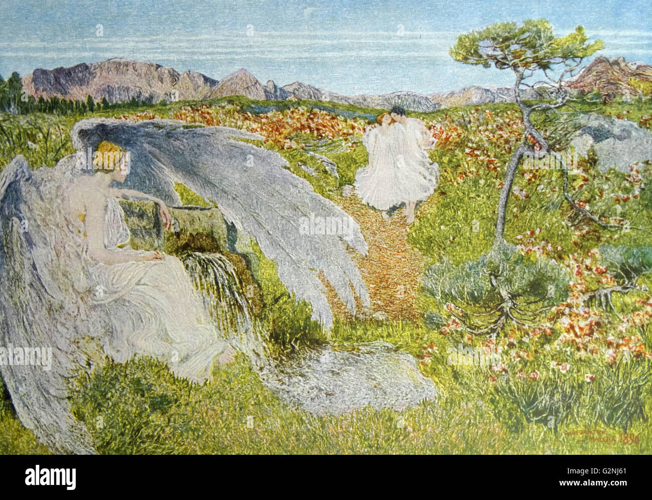 Oil painting, 'Love at the source of life' by Giovanni Segatini (1858 ...