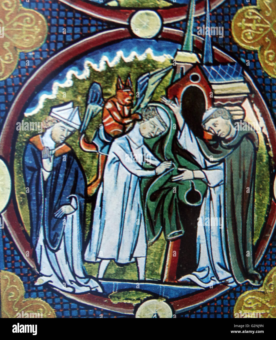 Fresco depicting a Novice receiving his habit and casting out the devil ...