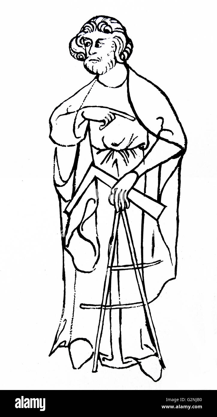 Medieval architect with surveying tools, French 12th century Stock ...