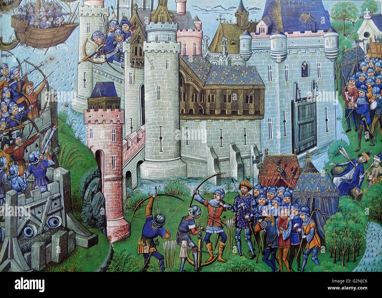 Montage of the siege on the French Castle, Gironde, near Bordeaux, held ...