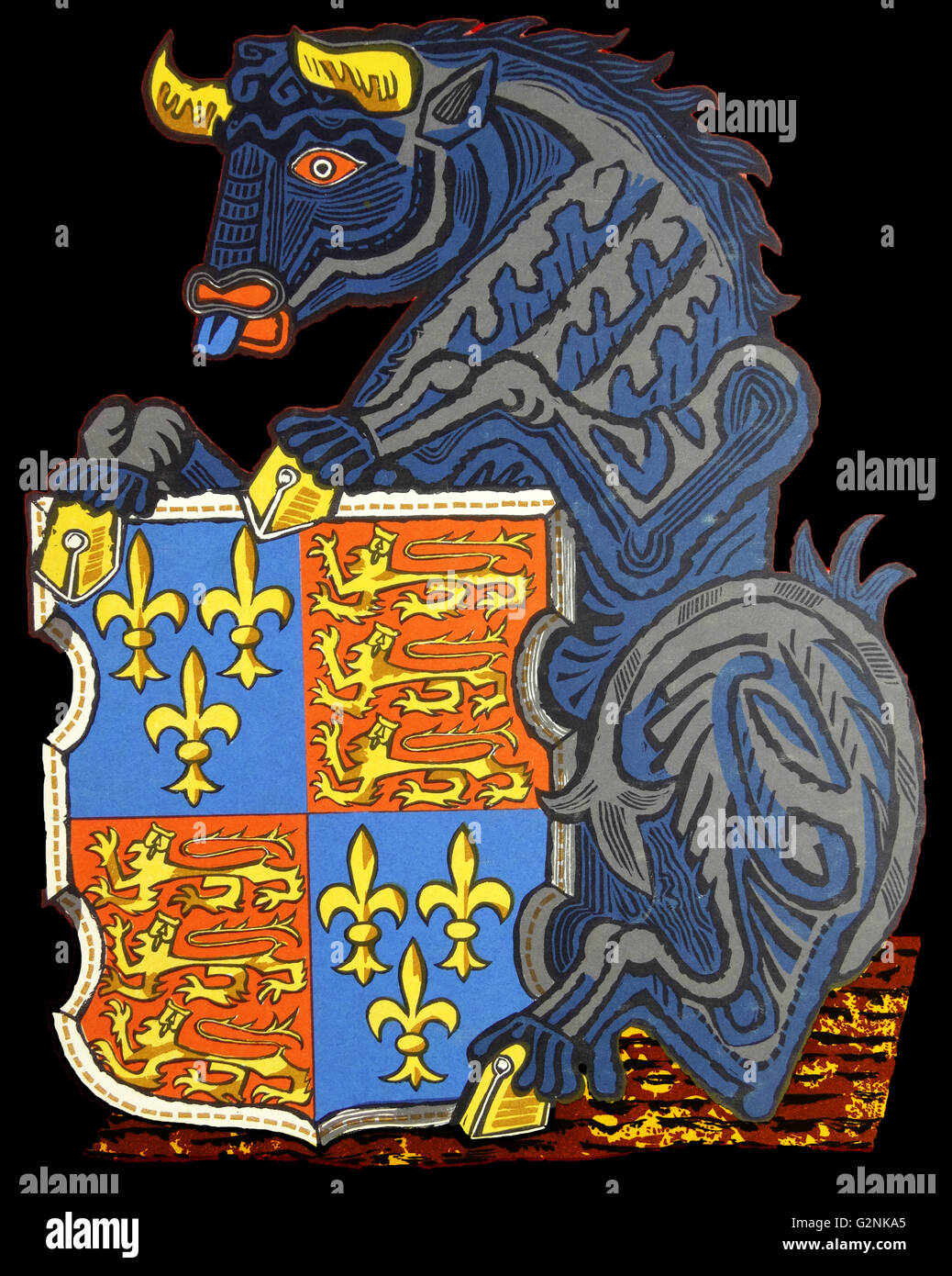 The Black Bull of Clarence. one of 'The Queen's Beasts'. Drawn by ...