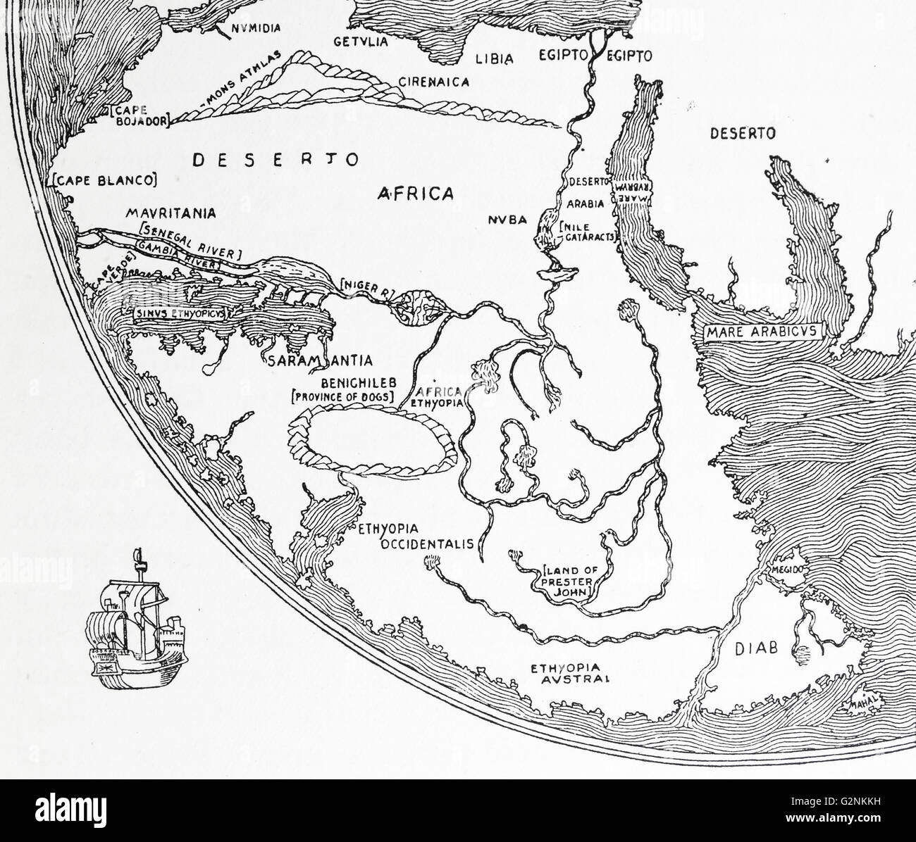 Of africa from fra mauros great map of the world hi-res stock ...