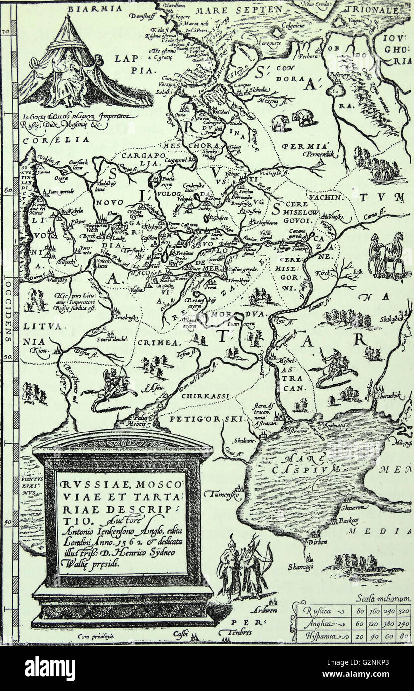 Anthony Jenkinson's (1529-1611) map of Russia. He was one of the first ...