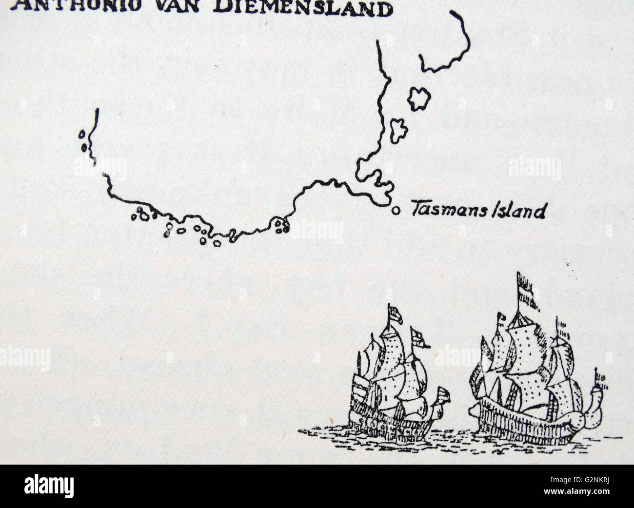 Van Dieman's land and two of Tasman's ships. Abel Tasman was a Dutch ...