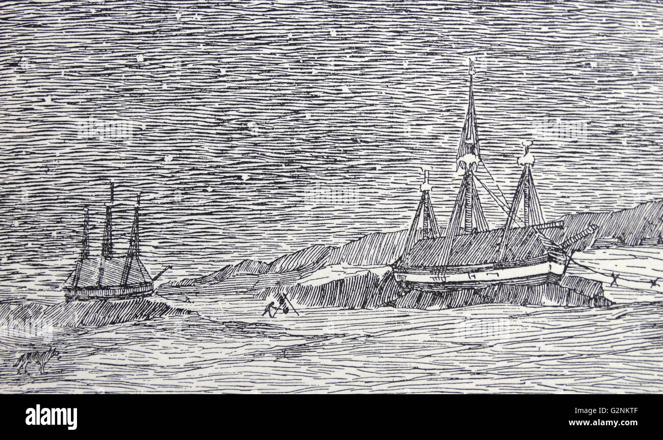 William Parry's (1790-1855) ships, the Hecla and Griper, in Winter ...