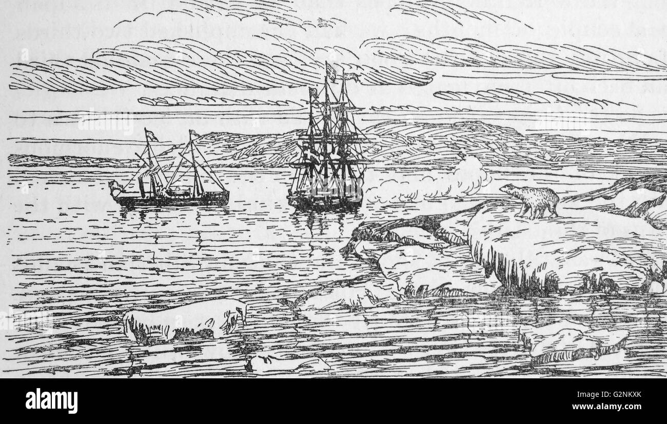 Nordenskjold's ship, The Vega, saluting Cape Chelyuskin, the most ...