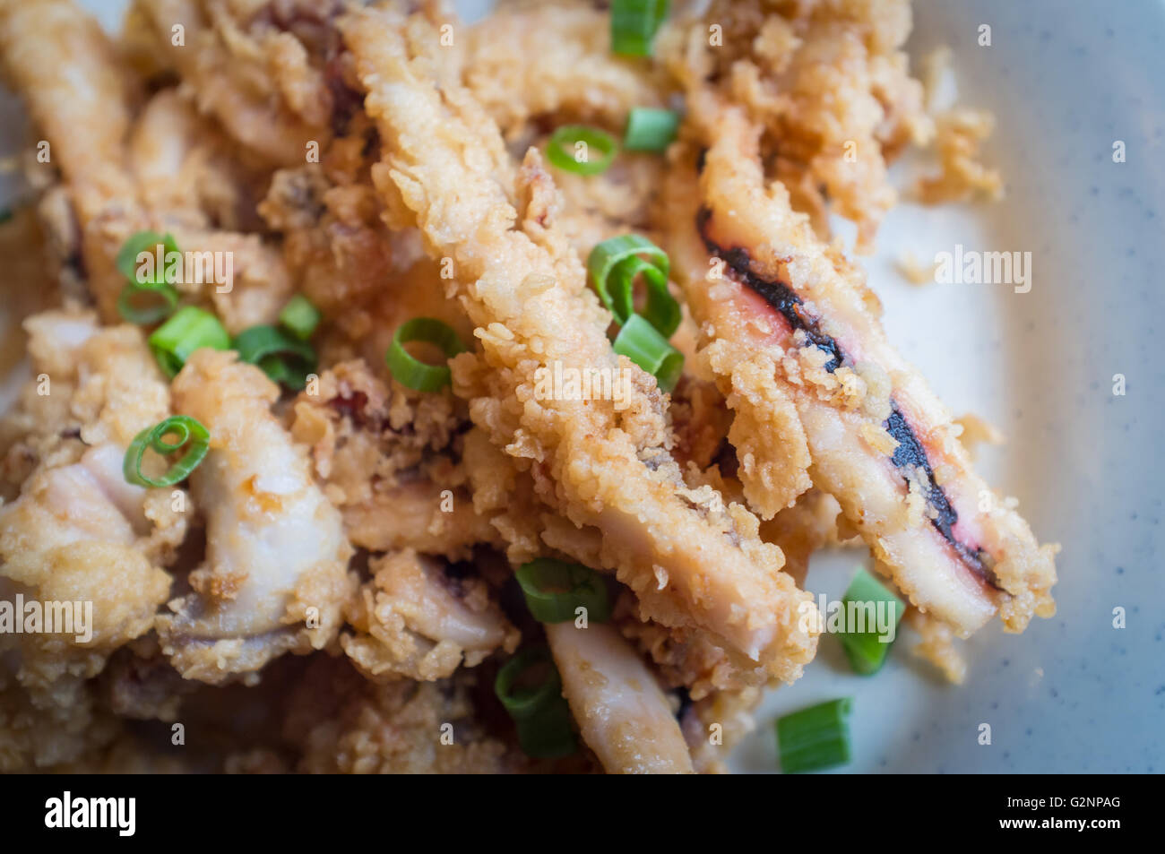 Plate of crispy calamari rings appetizer on green marble table Stock ...