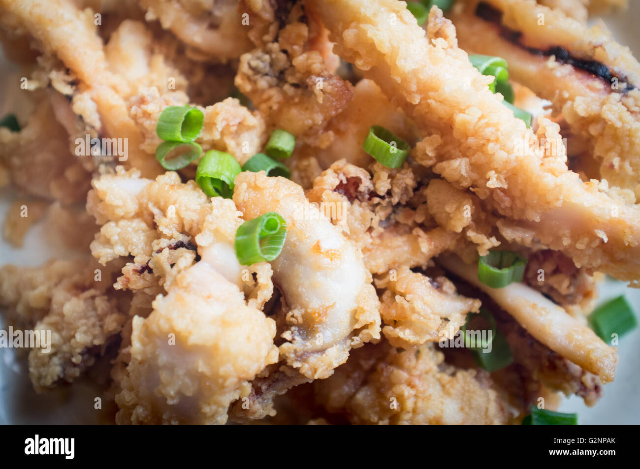Plate of crispy calamari rings appetizer on green marble table Stock ...