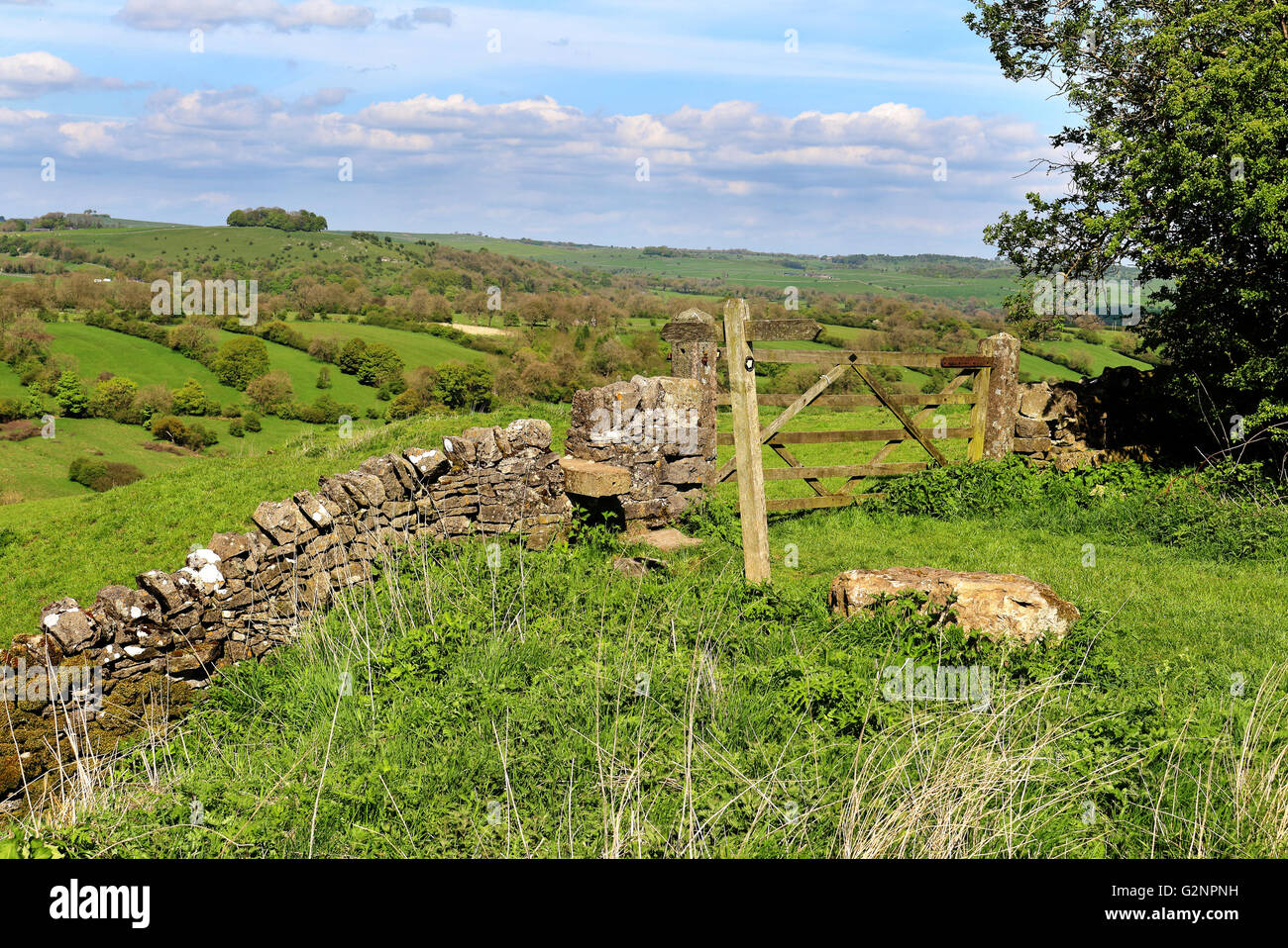 An English Rural Landscape in the Derbyshire Peak district with five ...