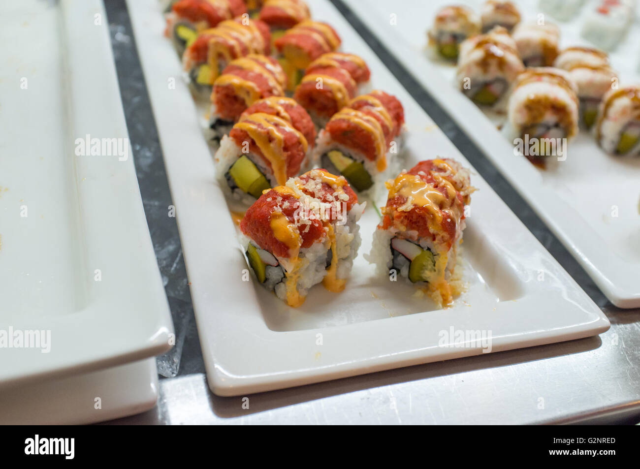 Japanese food buffet self service sushi and sashimi lunch or dinner ...