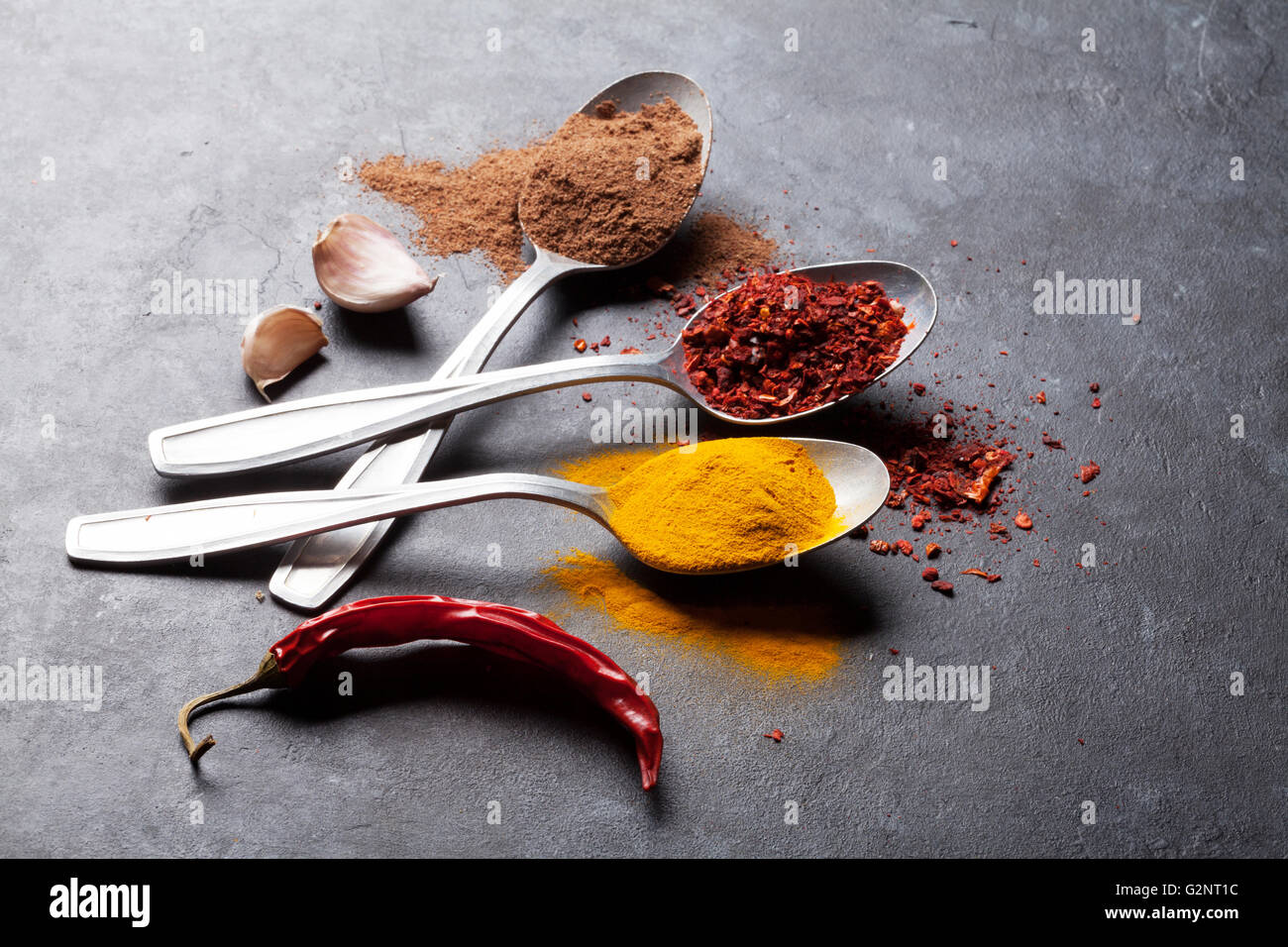 Aromatic spices on spoons hi-res stock photography and images - Alamy