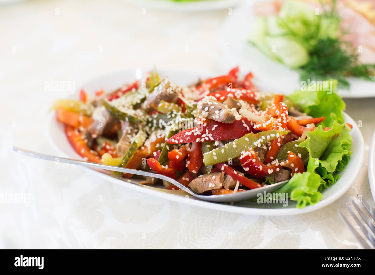 Cattering. Table full of food at a restaurant. Appetizer Stock Photo ...
