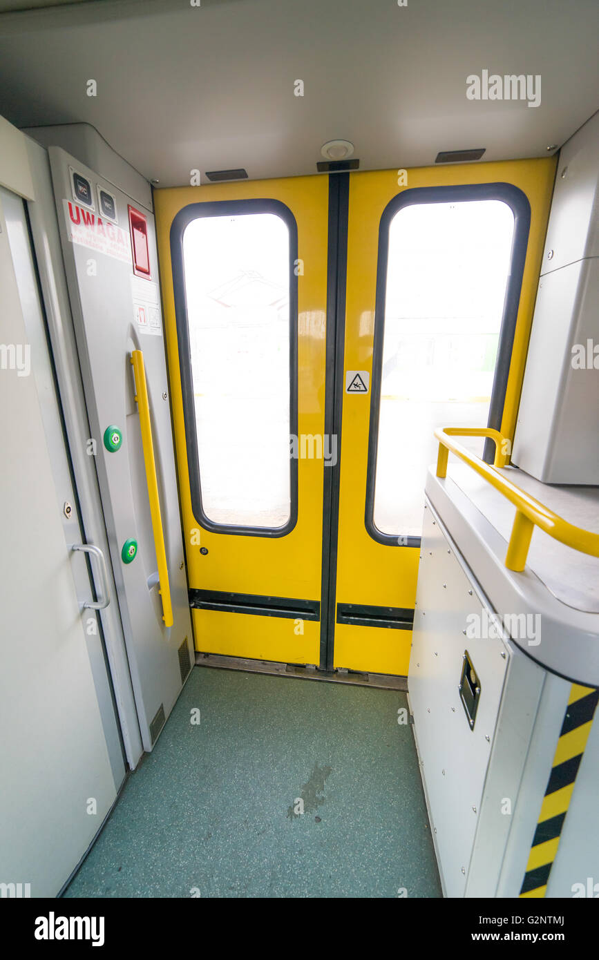 interior of the train - entrance to the train Stock Photo - Alamy