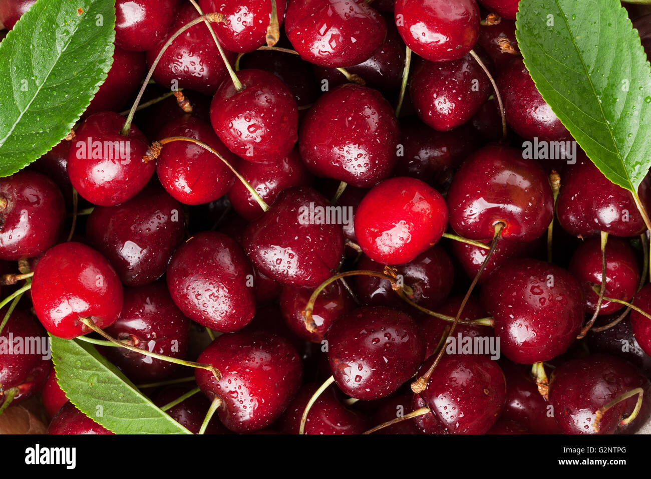 Ripe cherry closeup. Top view Stock Photo - Alamy