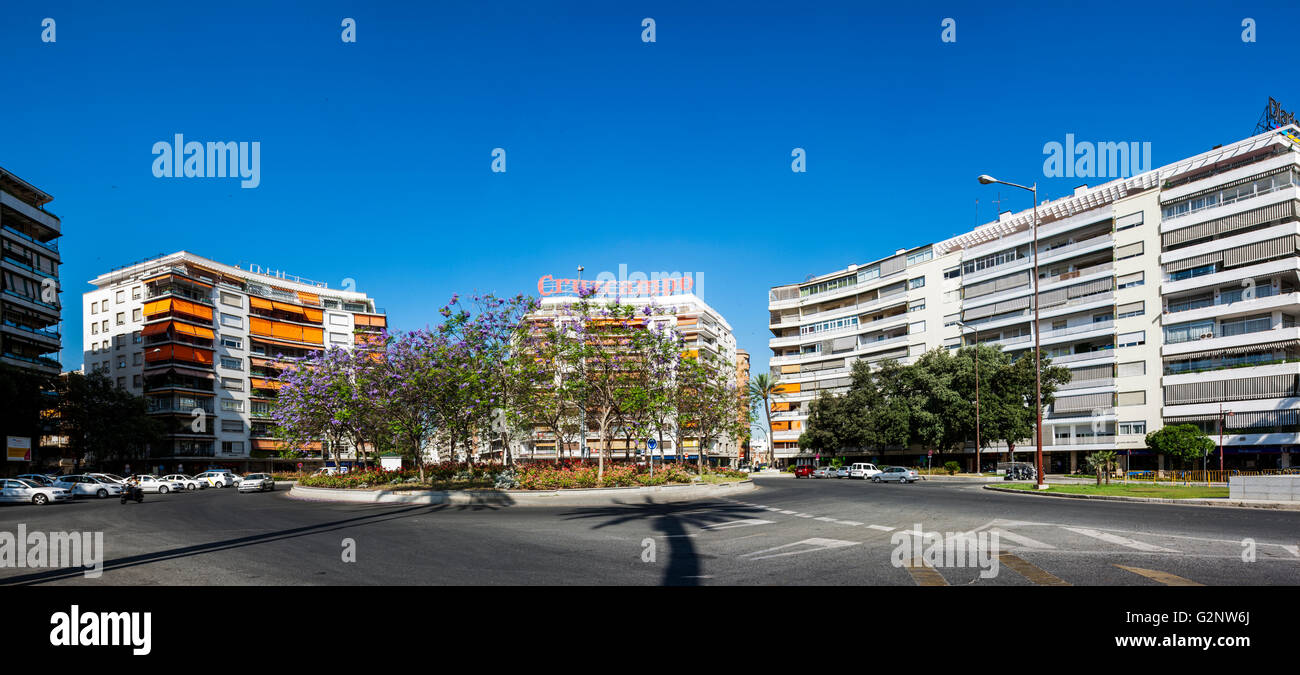 Plaza de Cuba square, Los Remedios district, Seville, Spain Stock Photo ...