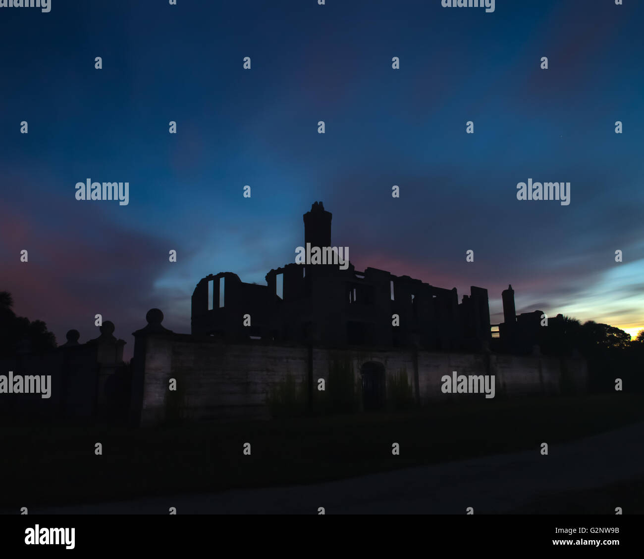 Sunset at Dungeness Mansion Stock Photo - Alamy