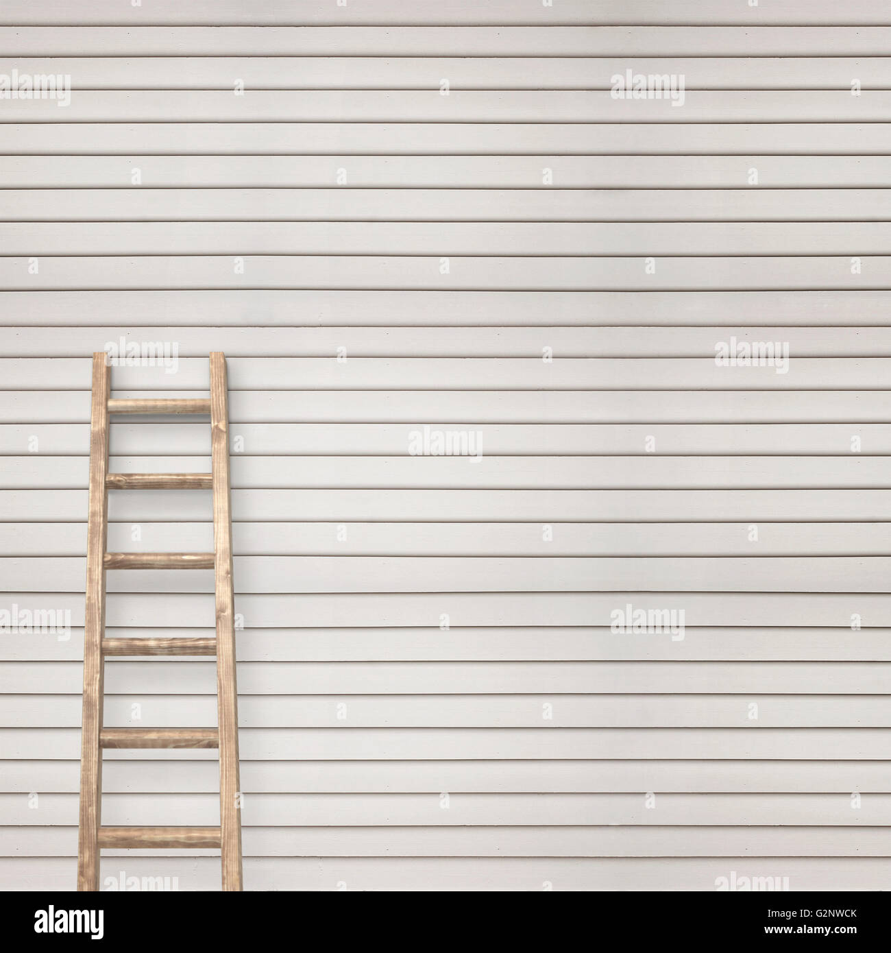 wooden plank wall with ladder Stock Photo - Alamy