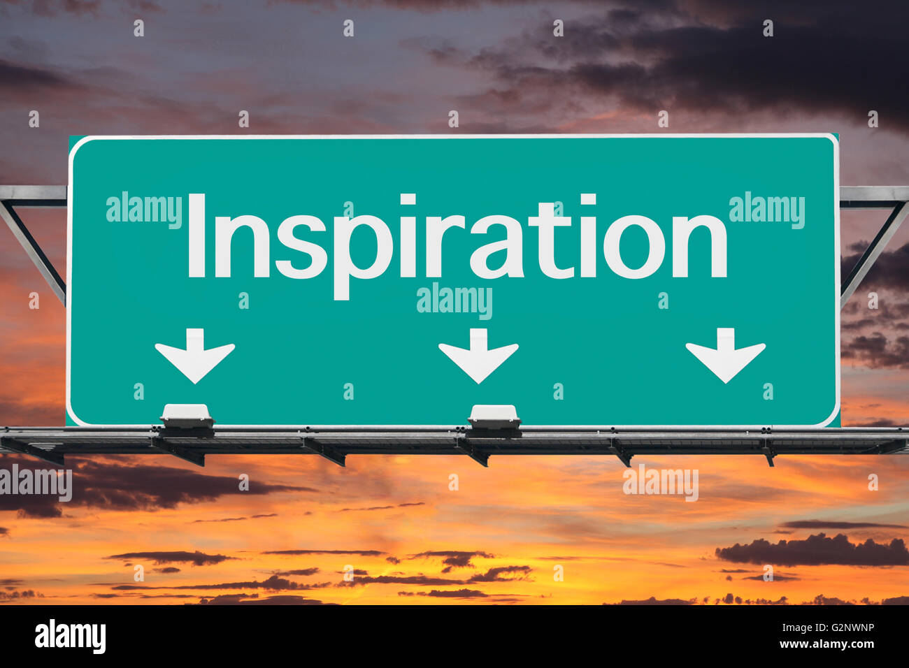 Road to inspiration highway sign with sunrise sky Stock Photo - Alamy