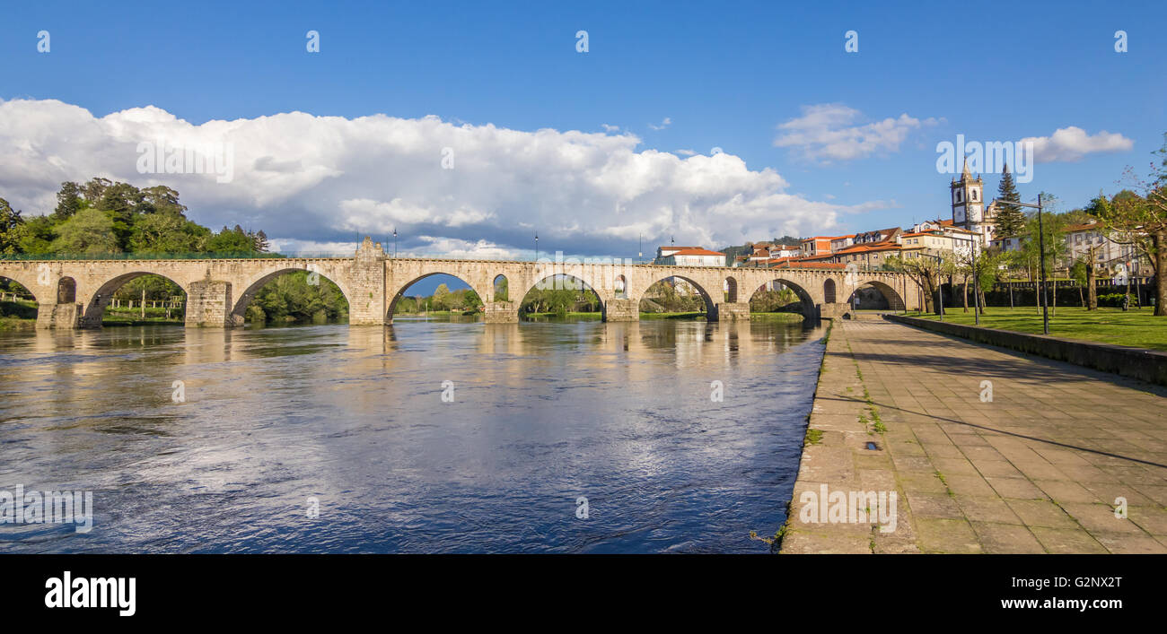 Panorama of Ponte Da Barca and the roman bridge in Portugal Stock Photo ...