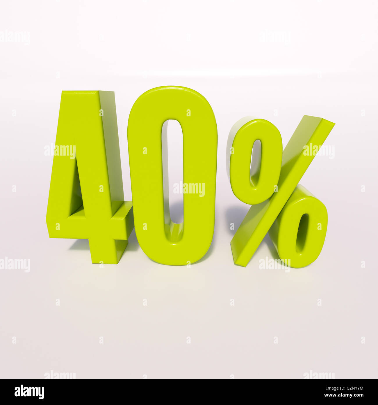3d render: green 40 percent, percentage discount sign on white, 40 ...
