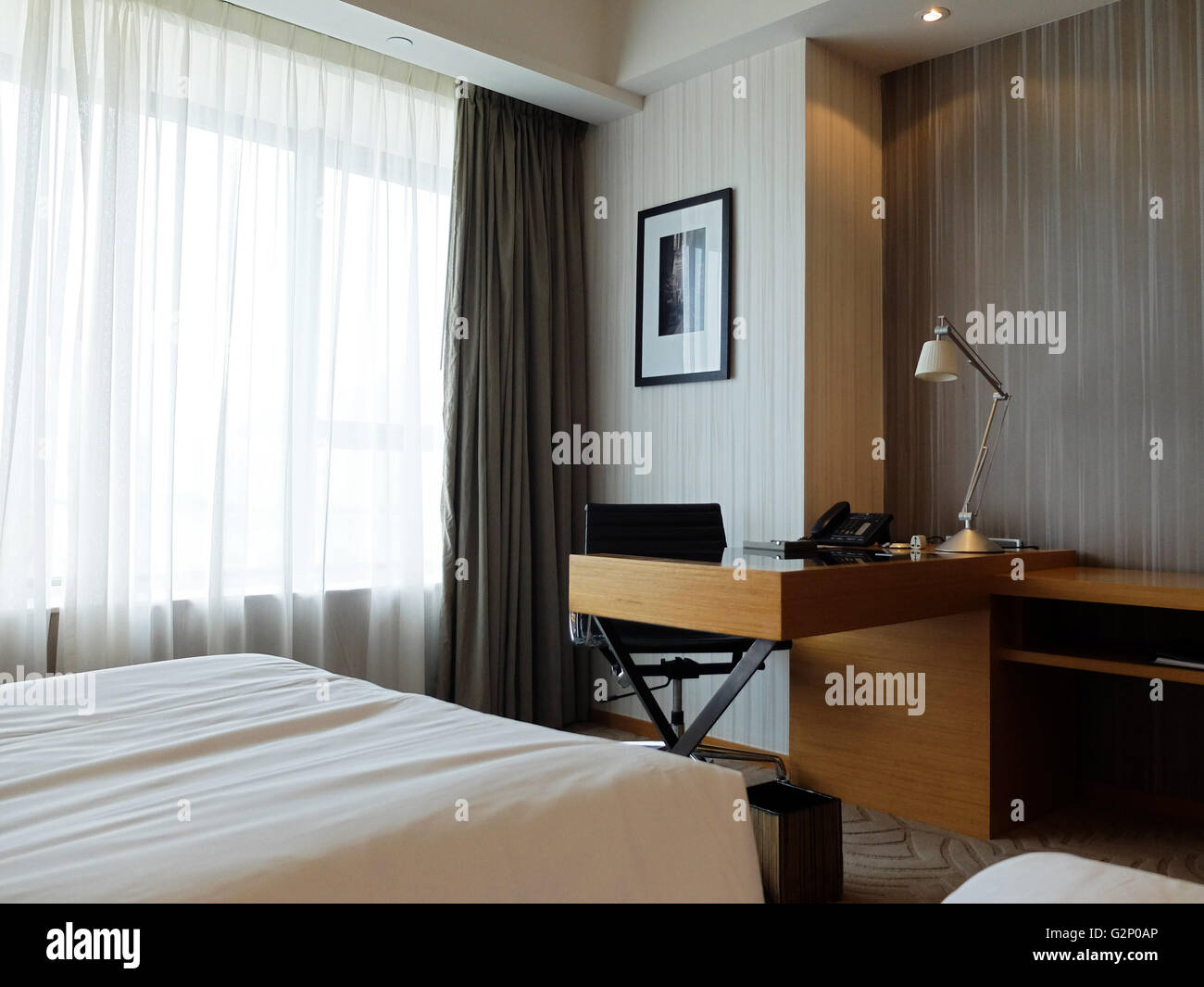 hotel room bed desk chair working holiday travel comfort vacation ...