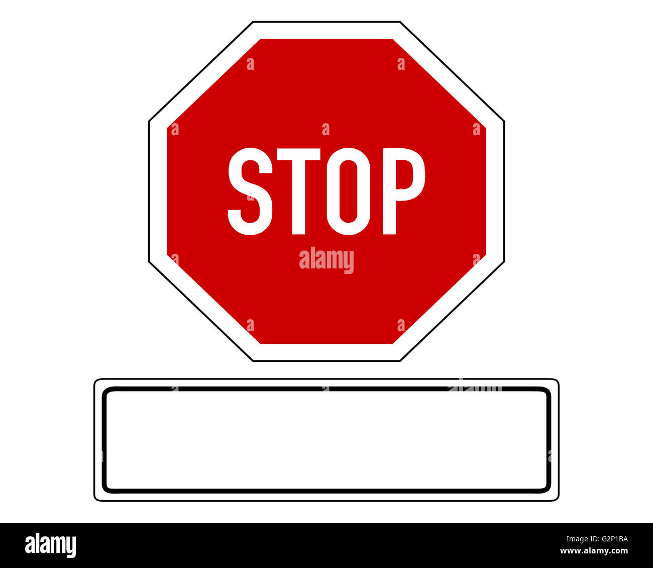 Stop sign with added sign Stock Photo - Alamy